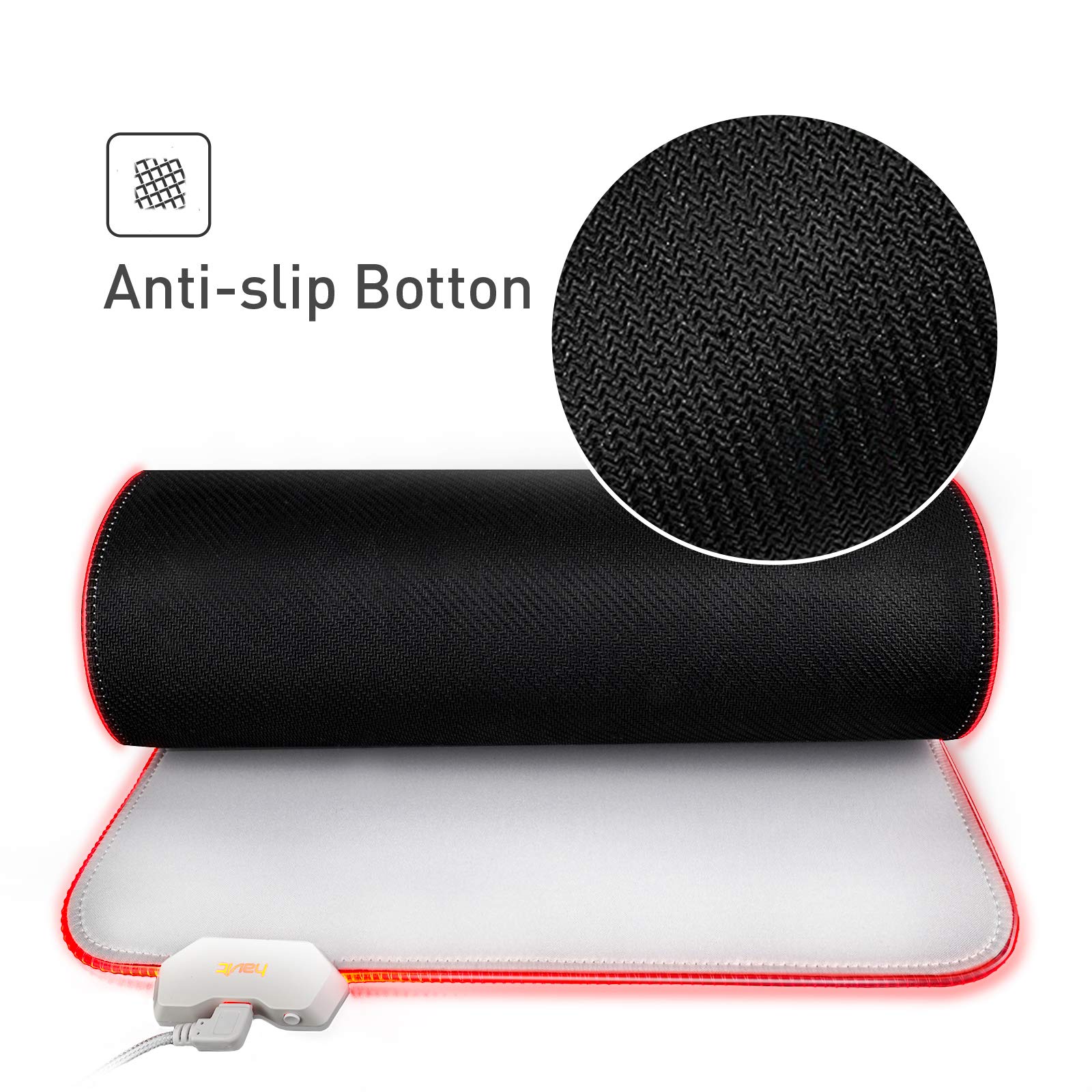havit RGB Gaming Mouse Pad Soft Non-Slip Rubber Base Mouse Mat for Laptop Computer PC Games (31.5 X 11.8 X 0.16 inches, Light Grey)