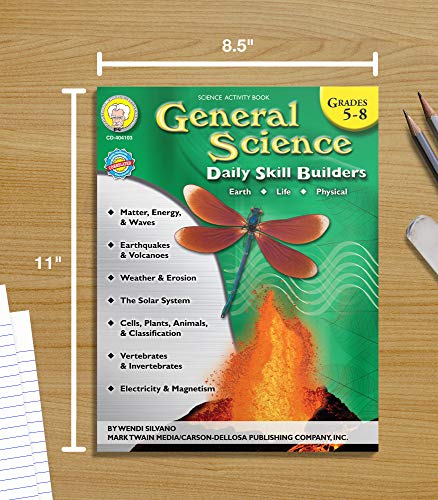 Mark Twain General Science Activity Book, Science for Kids Grades 5-8, Physical, Life, and Earth Science Books, 5th Grade Workbooks and Up, Classroom or Homeschool Curriculum (Daily Skill Builders)
