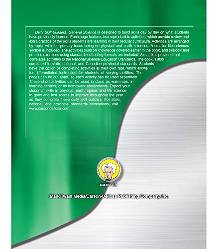 Mark Twain General Science Activity Book, Science for Kids Grades 5-8, Physical, Life, and Earth Science Books, 5th Grade Workbooks and Up, Classroom or Homeschool Curriculum (Daily Skill Builders)