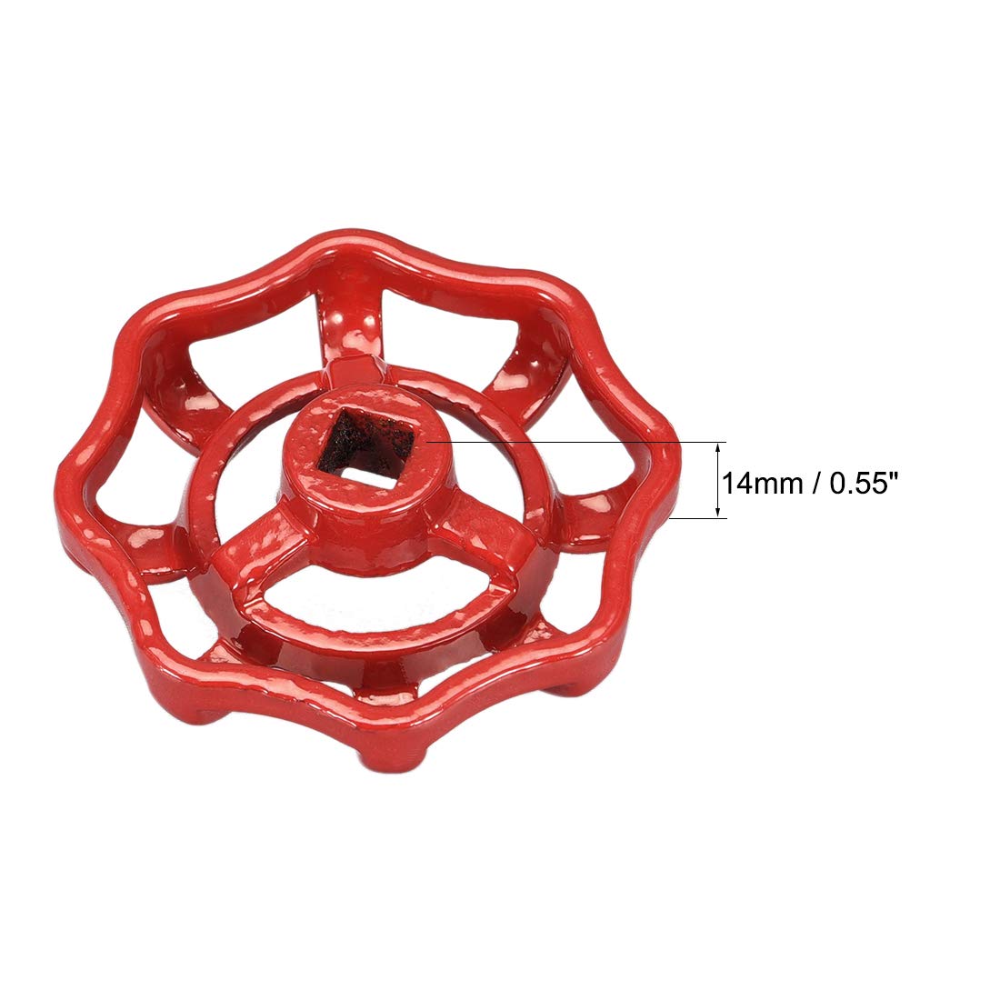 uxcell Metal Outside Faucet Round Wheel Handle, Square Broach 6x6mm, Wheel OD 51mm Paint Cast Steel for Garden Red 6Pcs