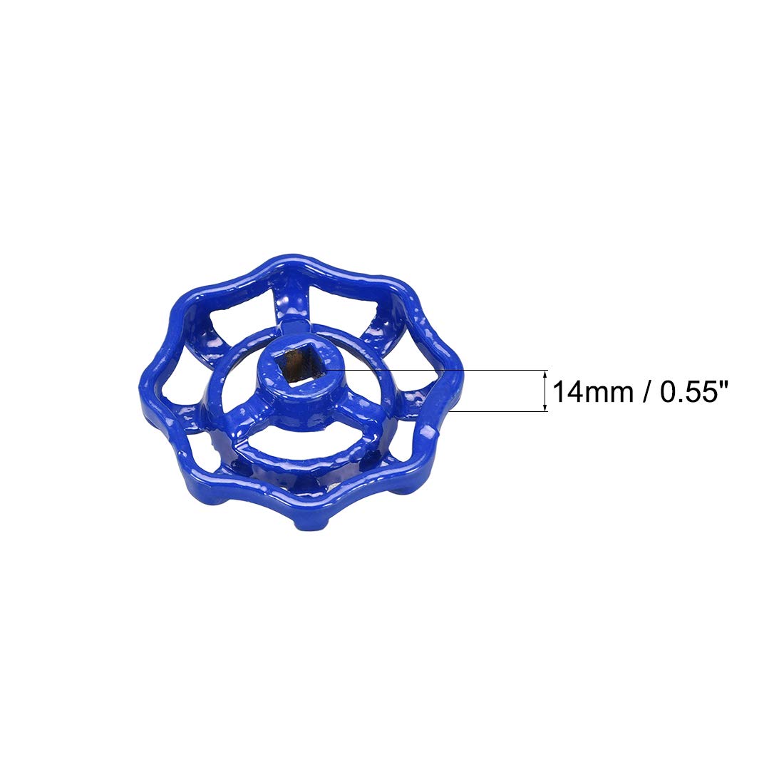 uxcell Metal Outside Faucet Round Wheel Handle, Square Broach 6x6mm, Wheel OD 51mm Paint Cast Steel for Garden Blue 6Pcs