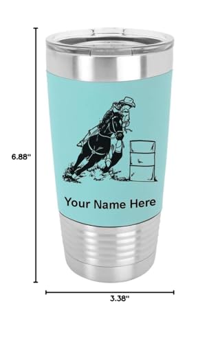 LaserGram 20oz Vacuum Insulated Tumbler Mug, Barrel Racer, Personalized Engraving Included (Silicone Grip, Teal)
