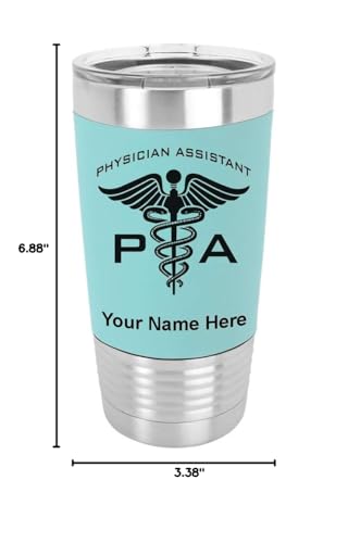 LaserGram 20oz Vacuum Insulated Tumbler Mug, PA Physician Assistant, Personalized Engraving Included (Silicone Grip, Teal)