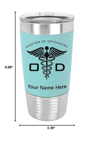 LaserGram 20oz Vacuum Insulated Tumbler Mug, OD Doctor of Optometry, Personalized Engraving Included (Silicone Grip, Teal)