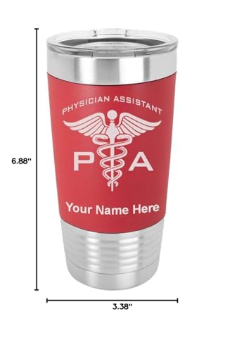 LaserGram 20oz Vacuum Insulated Tumbler Mug, PA Physician Assistant, Personalized Engraving Included (Silicone Grip, Red)