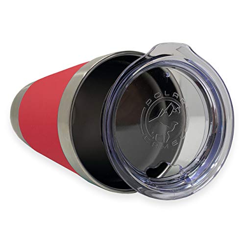 LaserGram 20oz Vacuum Insulated Tumbler Mug, Manicure, Personalized Engraving Included (Silicone Grip, Red)