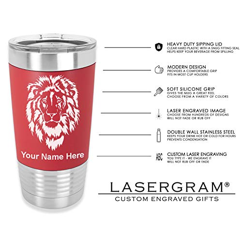 LaserGram 20oz Vacuum Insulated Tumbler Mug, Manicure, Personalized Engraving Included (Silicone Grip, Red)