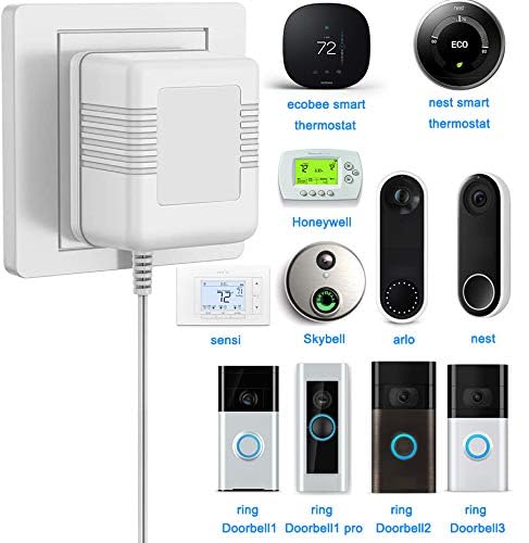 MEROM 24V 500mA 26ft C Wire Transformer Adapter Compatible with Nest/Ecobee/Sensi/Honeywell Thermostat, Nest Hello Doorbell/Ring Door Bell Power Supply