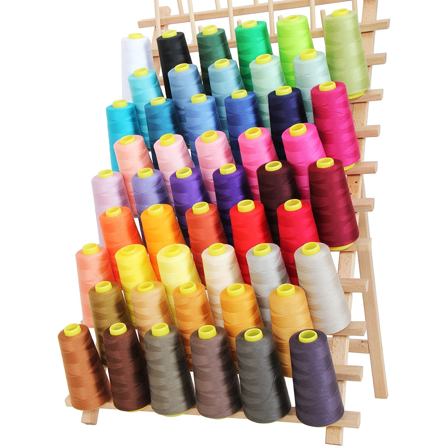 AK Trading 4-Pack White All Purpose Sewing Thread Cones (6000 Yards Each) of High Tensile Polyester Thread Spools for Sewing, Quilting, Serger Machines, Overlock, Merrow & Hand Embroidery