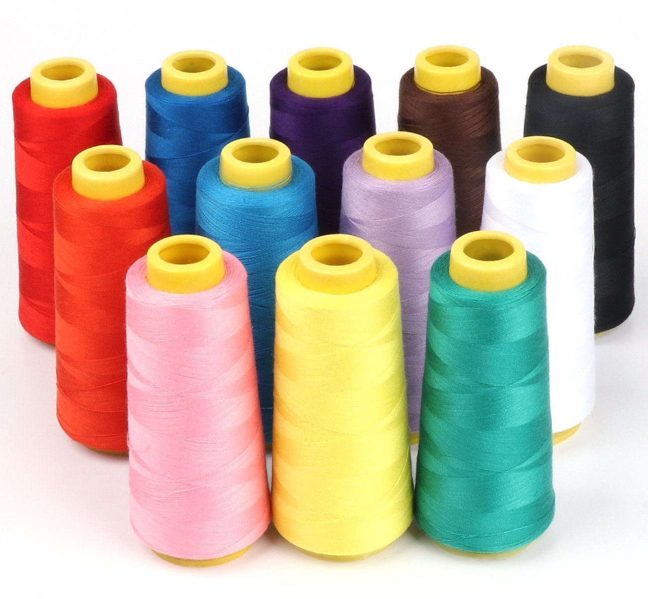AK Trading 4-Pack White All Purpose Sewing Thread Cones (6000 Yards Each) of High Tensile Polyester Thread Spools for Sewing, Quilting, Serger Machines, Overlock, Merrow & Hand Embroidery