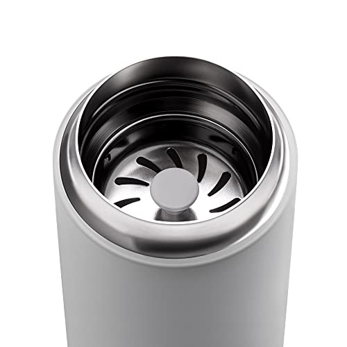 Fellow 8 oz Carter Move Travel Mug - Vacuum-Insulated Stainless Steel Travel Coffee Mug - Coffee Tumbler with Ceramic Interior and Splash Guard - Matte Grey