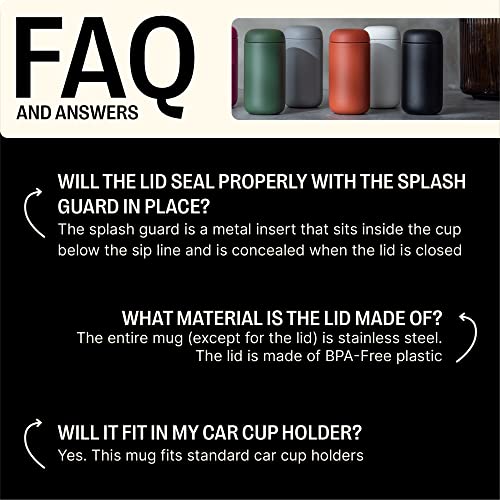 Fellow 8 oz Carter Move Travel Mug - Vacuum-Insulated Stainless Steel Travel Coffee Mug - Coffee Tumbler with Ceramic Interior and Splash Guard - Matte Grey