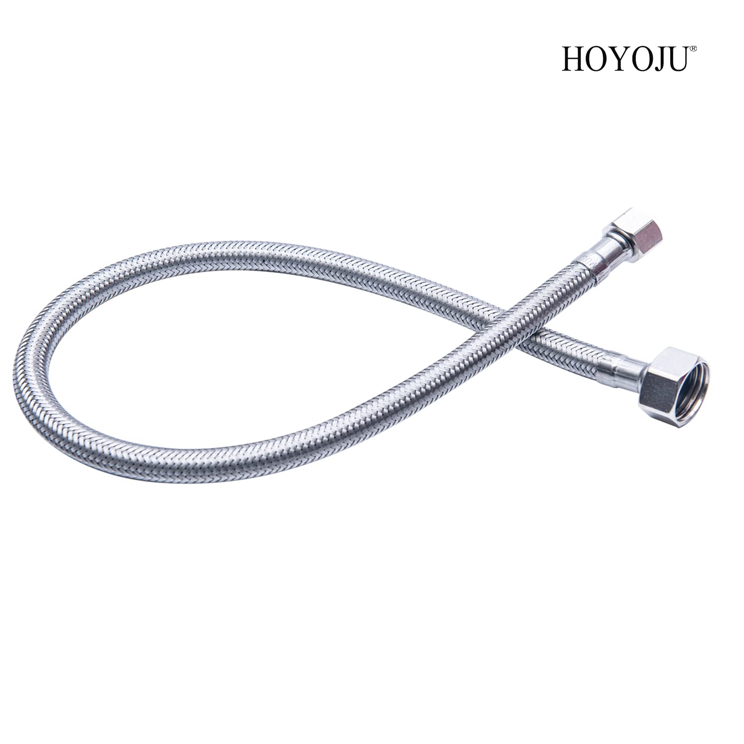Braided Faucet Connector Supply Hose 1/2"-14NPSM Brass Nut X 3/8 Female Fitting Stainless Steel Lead-Free 24-Inch Long x 2 Pack
