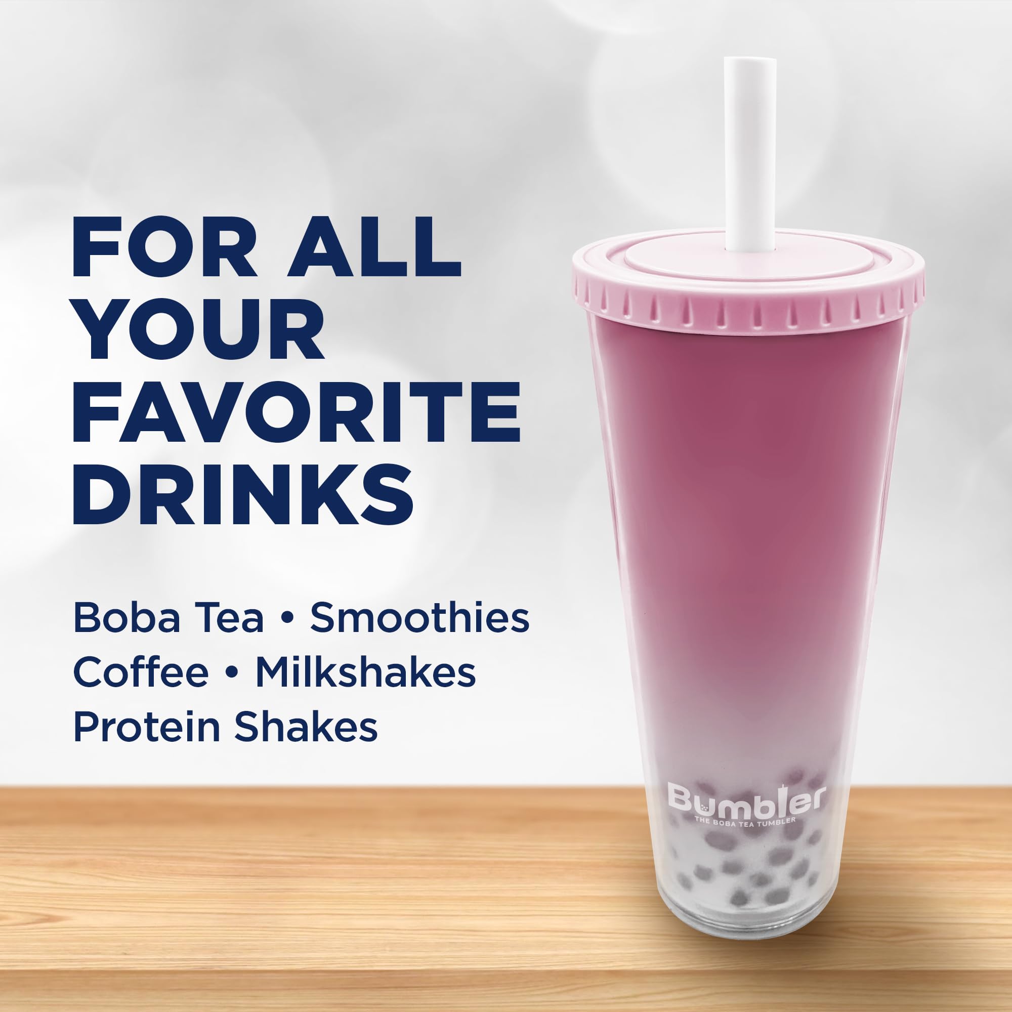 Bumbler 24oz Large Reusable Portable Eco-Friendly Tumbler | Drinking Cup with Wide Soft Tip Straw, Aesthetic Leak-Proof Lid β for Boba Tea, Smoothies, Iced Coffee, Hot or Cold Drinks β Fresh Mint