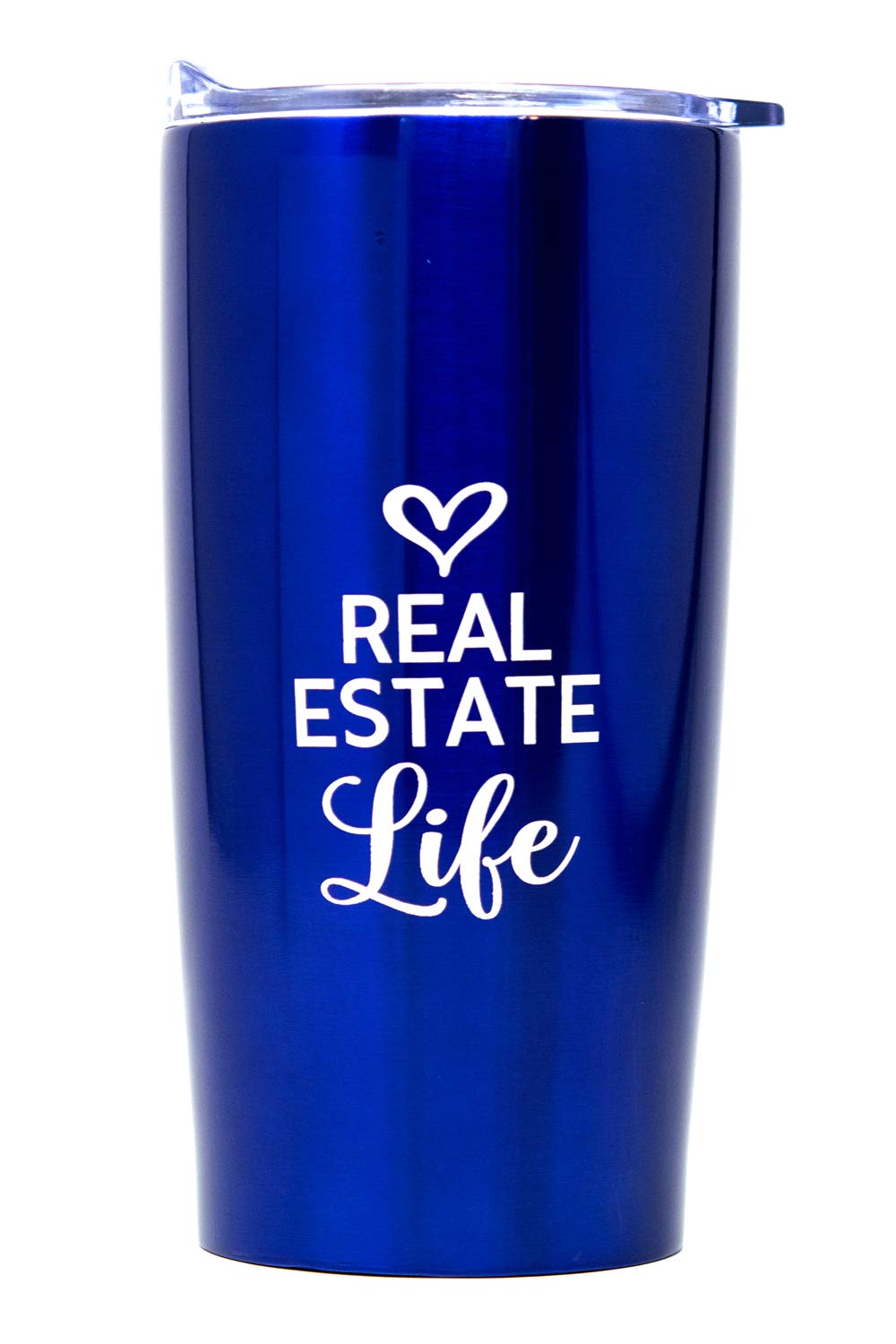 Calendars and More, Inc. Real Estate Agent Vaccum Insulated Tumbler 20oz Travel Mug with Slide Lid - Keep Drinks Hot or Cold - By Real Estate Supply Store (Blue, Real Estate Life)