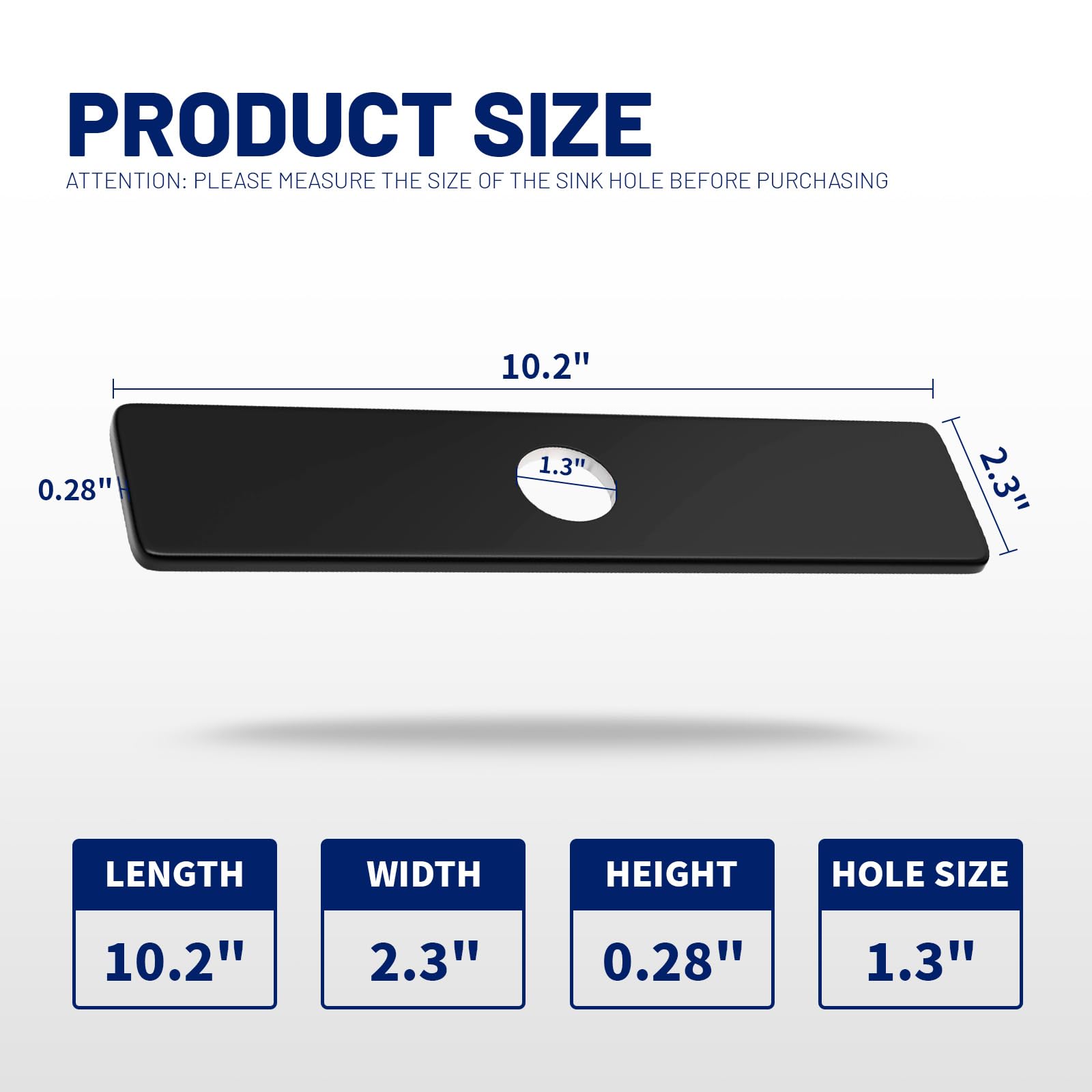 BWE 10 Inch Faucet Hole Cover.Bathroom or Kitchen Sink Hole Cover,Black Escutcheon Plate,Stainless Steel Deck Plate for 1 or 3 Hole Bathroom or Kitchen Sink Fauce