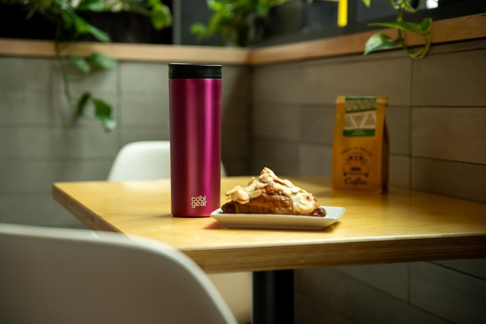 COOL GEAR 2 Pack 16 oz Amelia Coffee Travel Mug with Spill Resistant Slider Lid - Pink/Teal