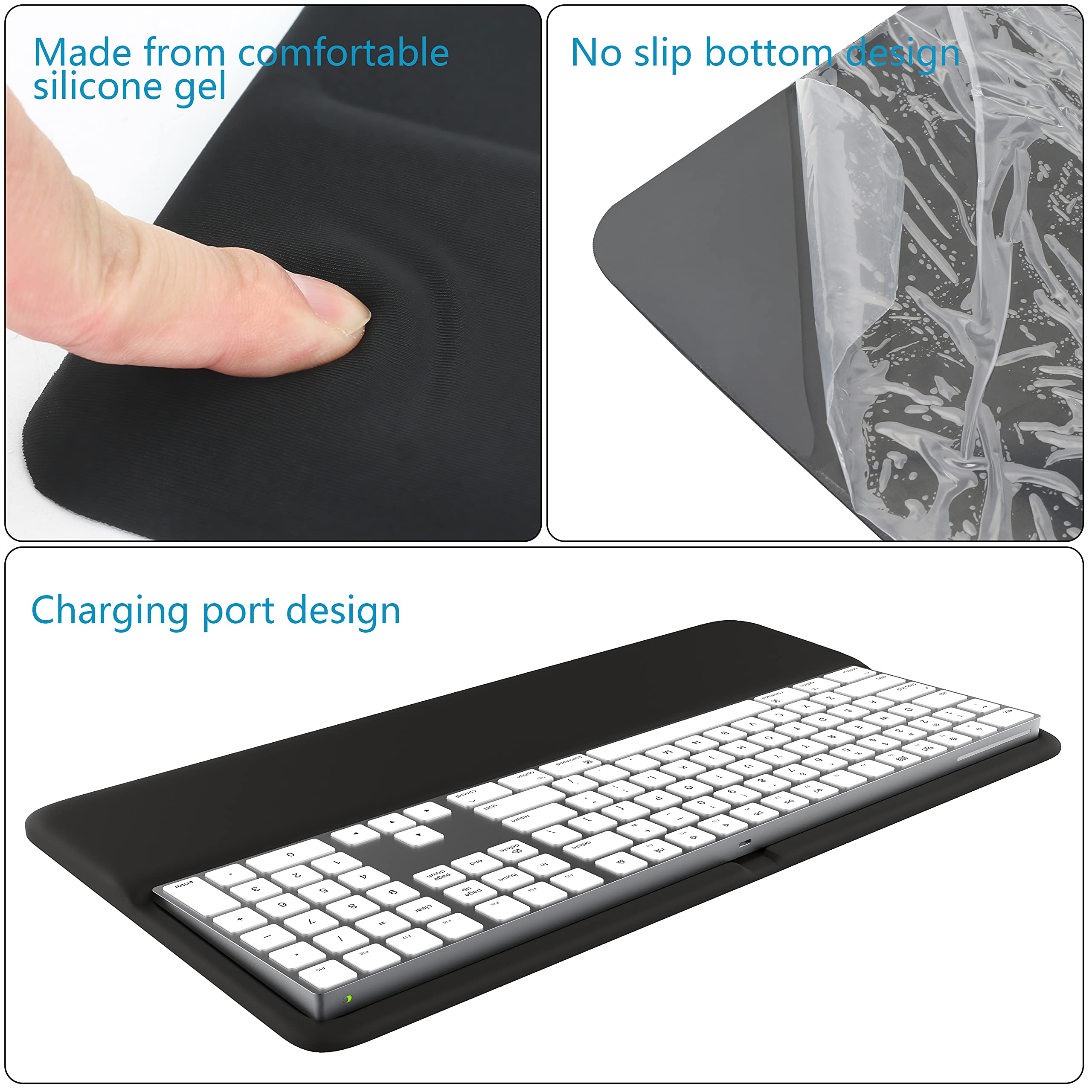 HONKID Keyboard Wrist Rest for Magic Keyboard 2 with Numeric Keypad(MQ052LL/A, A1843) and Magic Keyboard with Touch ID(MK2C3LL/A), Slim Keyboard Wrist Rest Relieve Pain & Fatigue