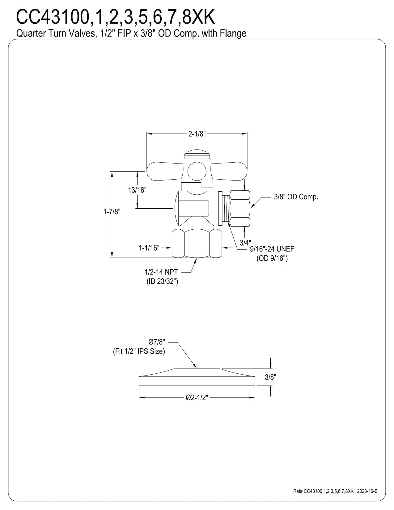 Kingston Brass CC43101XK Vintage Angle Stop Valve, Polished Chrome