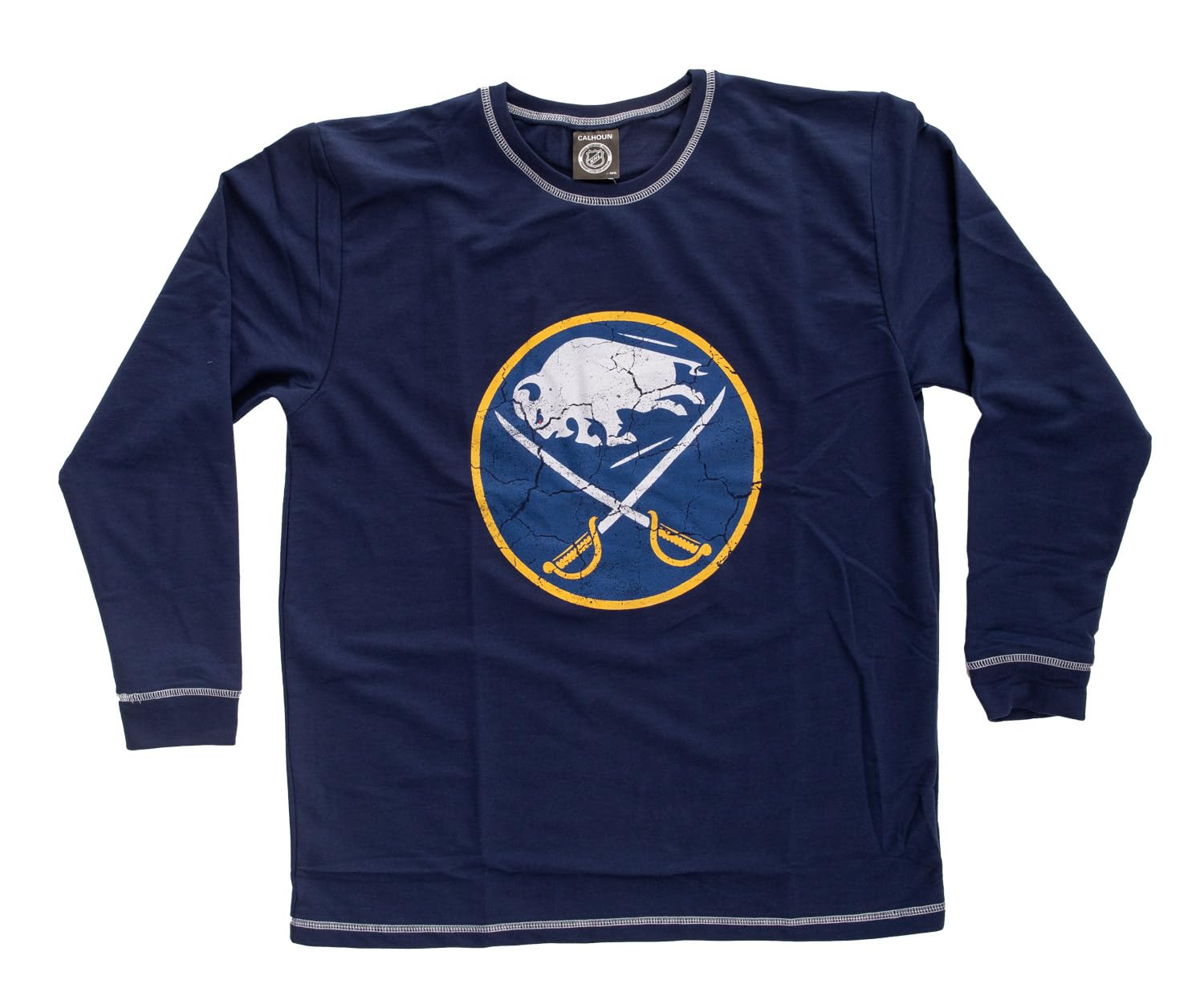Calhoun Mens Officially Licensed NHL French Terry Long Sleeve Rashguard (Large, Buffalo Sabres)
