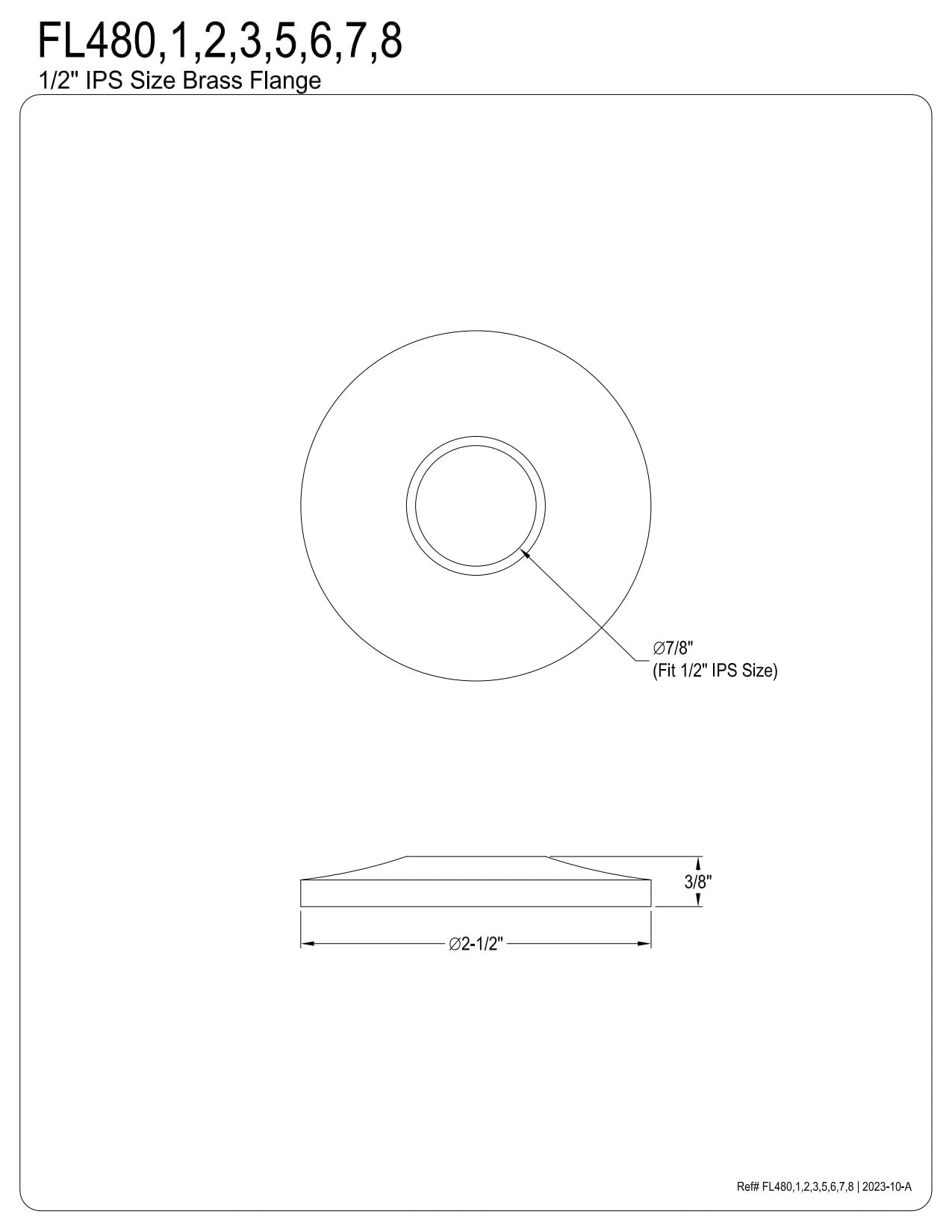 Kingston Brass FL480 Made to Match 1/2" IPS Brass Flange, Matte Black