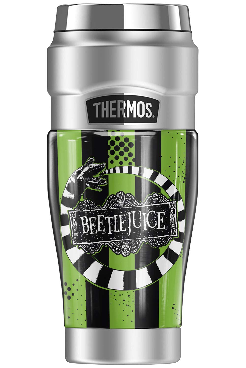 Beetlejuice Beetle Worm THERMOS STAINLESS KING Stainless Steel Travel Tumbler, Vacuum insulated & Double Wall, 16oz