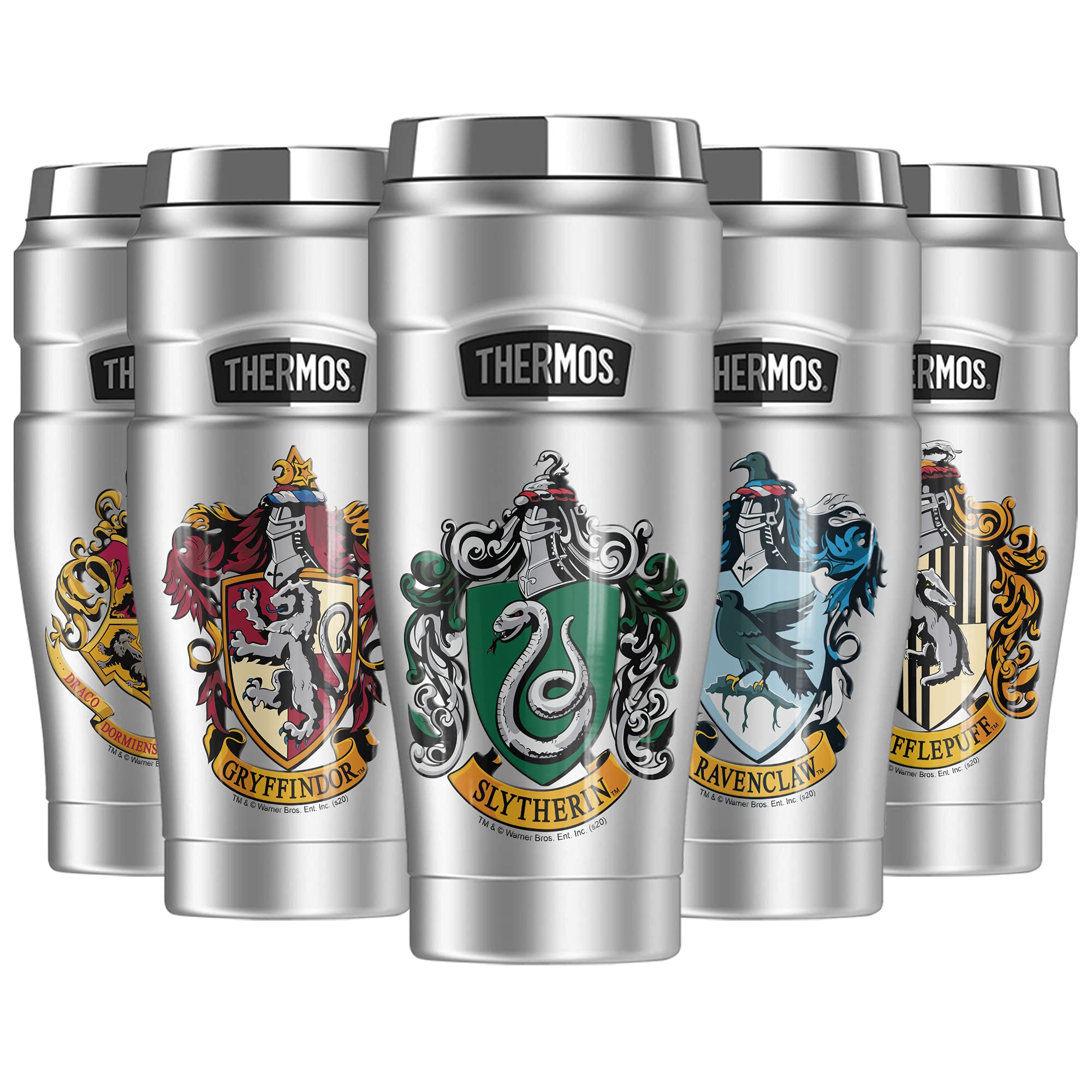 Harry Potter Slytherin House Crest, THERMOS STAINLESS KING Stainless Steel Travel Tumbler, Vacuum insulated & Double Wall, 16oz