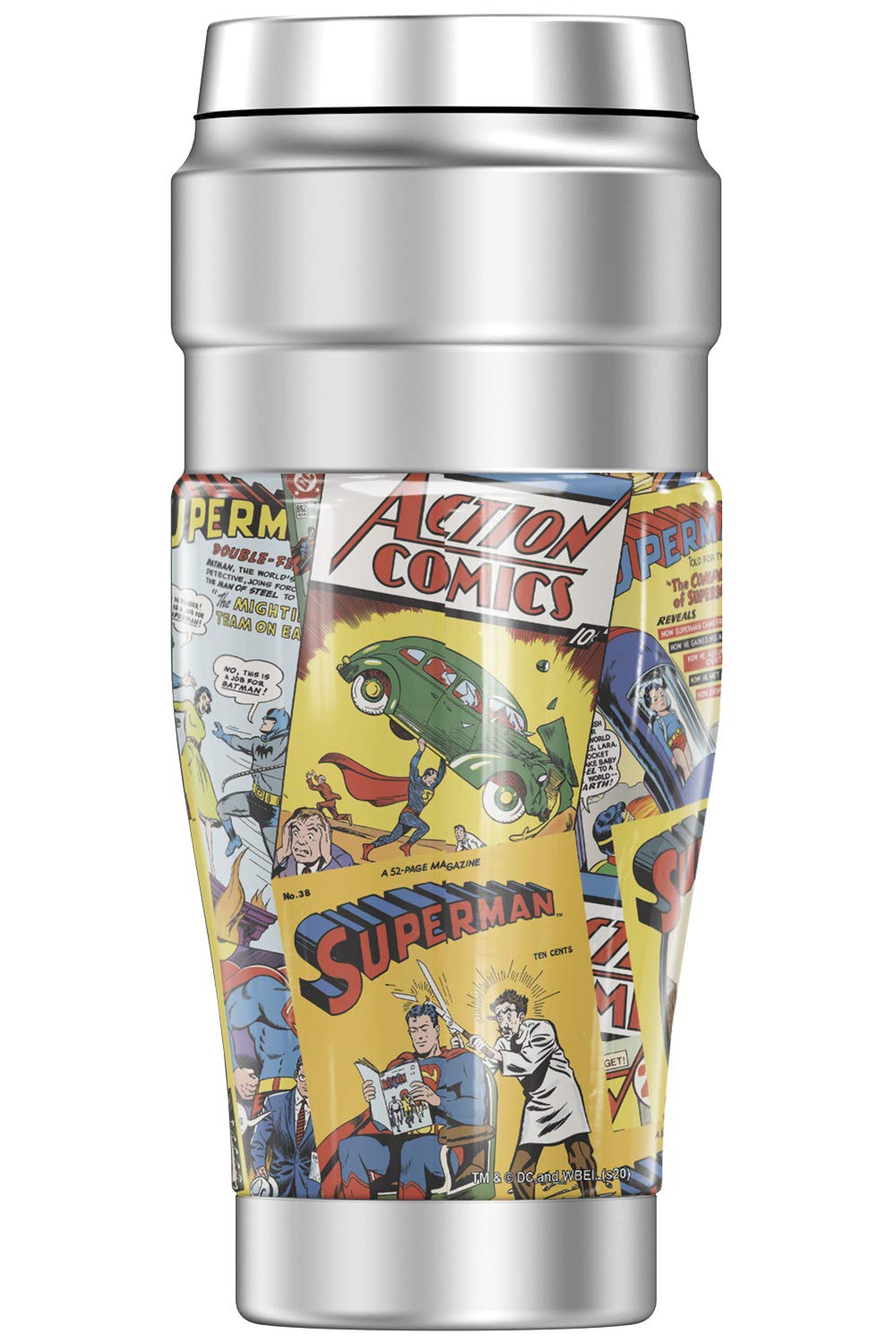 Superman Comic Covers THERMOS STAINLESS KING Stainless Steel Travel Tumbler, Vacuum insulated & Double Wall, 16oz