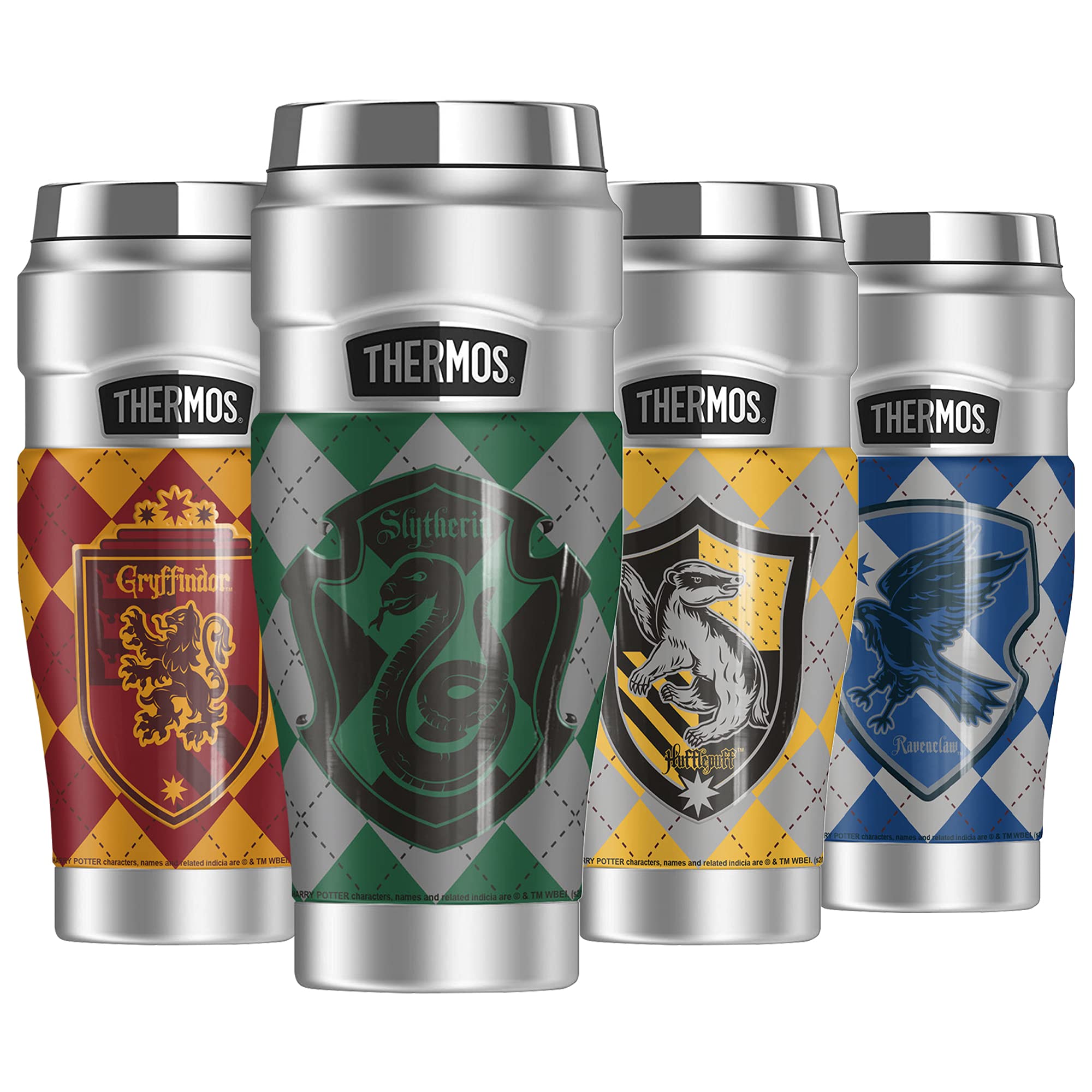 Harry Potter Slytherin Plaid Sigil, THERMOS STAINLESS KING Stainless Steel Travel Tumbler, Vacuum insulated & Double Wall, 16oz