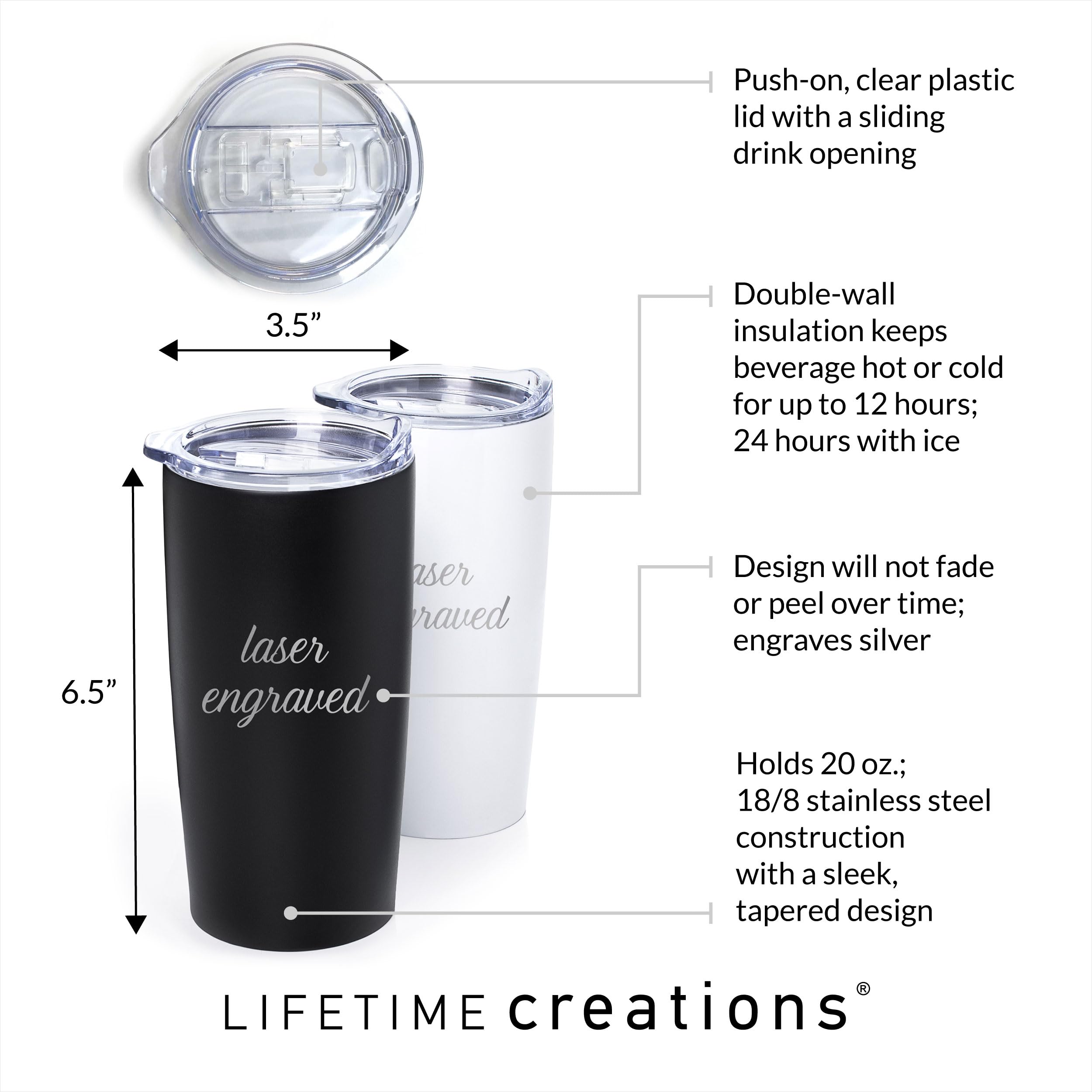 Lifetime Creations Engraved Personalized Best Uncle Ever Stainless Steel Tumbler with Lid 20 oz (Black) - Uncle Gift from Niece or Nephew, Coffee Travel Mug