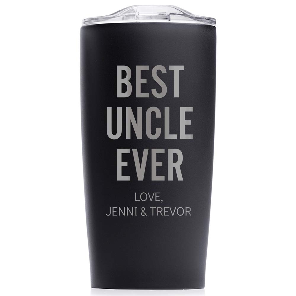 Lifetime Creations Engraved Personalized Best Uncle Ever Stainless Steel Tumbler with Lid 20 oz (Black) - Uncle Gift from Niece or Nephew, Coffee Travel Mug