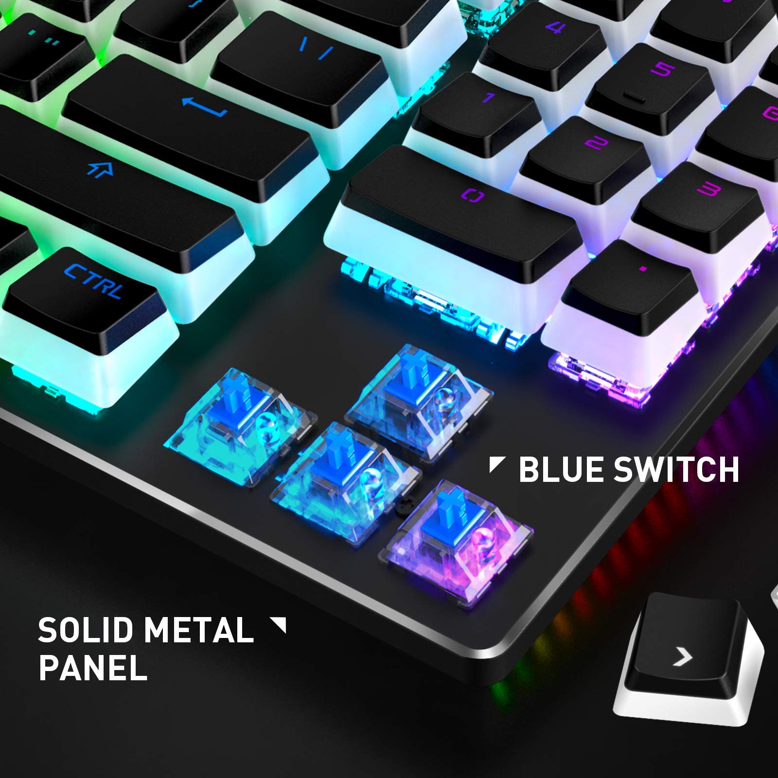 havit Mechanical Gaming Keyboard with RGB Lighting, PBT Pudding Keycaps Tenkeyless TKL Wired Mechanical Keyboard Blue Switches for Windows PC/MAC Games