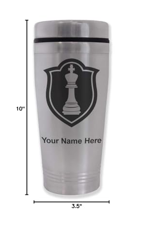 LaserGram 16oz Commuter Mug, Chess King, Personalized Engraving Included
