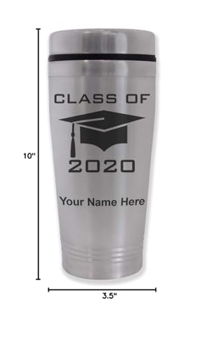 LaserGram 16oz Commuter Mug, Grad Cap Class of 2023, 2024, 2025, 2026, 2027, Personalized Engraving Included