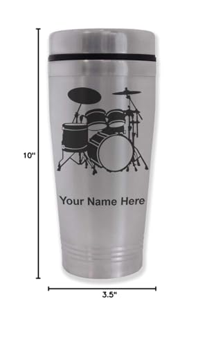 LaserGram 16oz Commuter Mug, Drum Set, Personalized Engraving Included