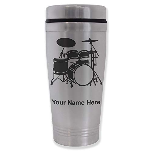 LaserGram 16oz Commuter Mug, Drum Set, Personalized Engraving Included