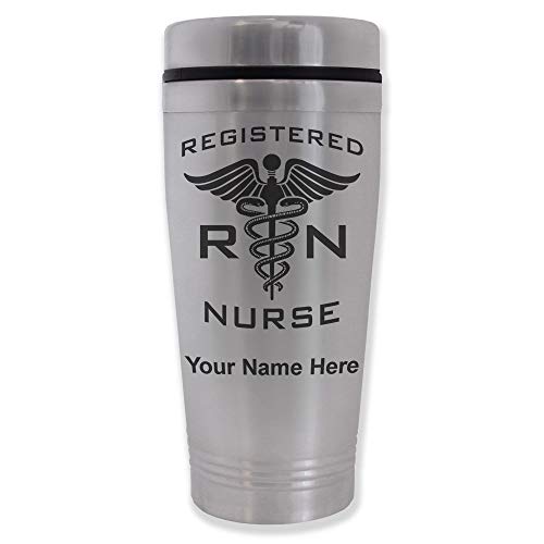 LaserGram 16oz Commuter Mug, RN Registered Nurse, Personalized Engraving Included