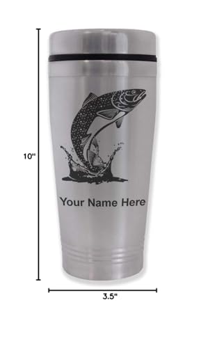LaserGram 16oz Commuter Mug, Trout Fish, Personalized Engraving Included
