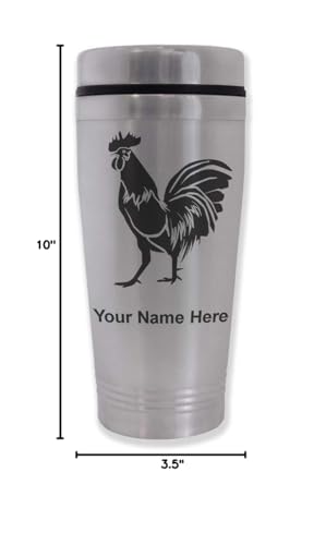 LaserGram 16oz Commuter Mug, Rooster, Personalized Engraving Included