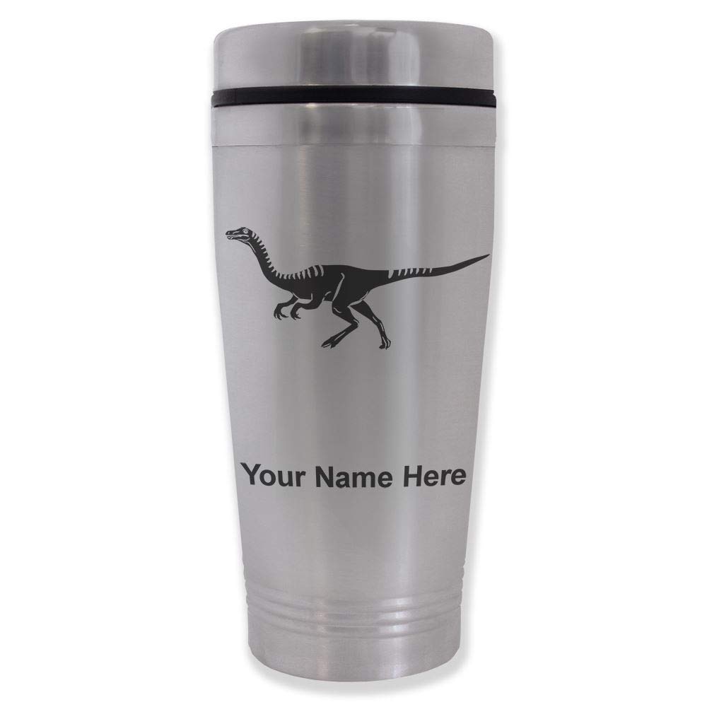 LaserGram 16oz Commuter Mug, Gallimimus Dinosaur, Personalized Engraving Included