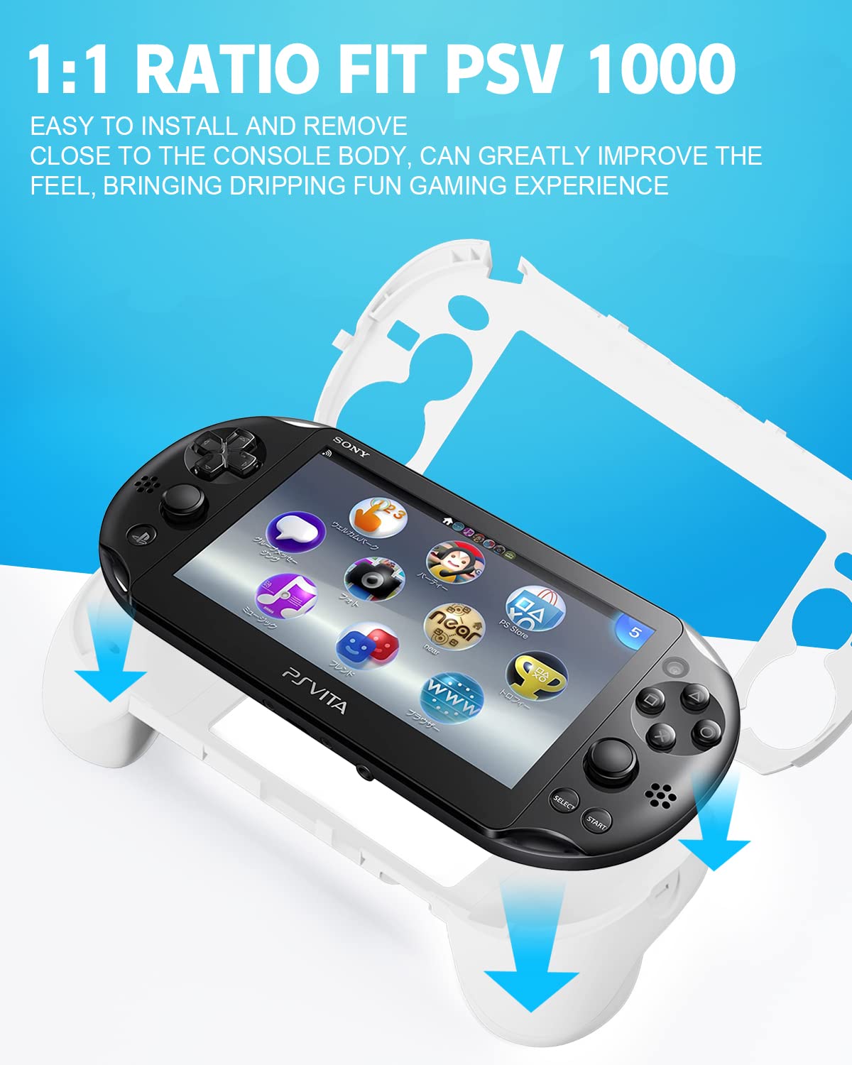 L2 R2 Trigger Hand Grip Shell Controller Protective Case for Sony PS Vita 1000 (White)