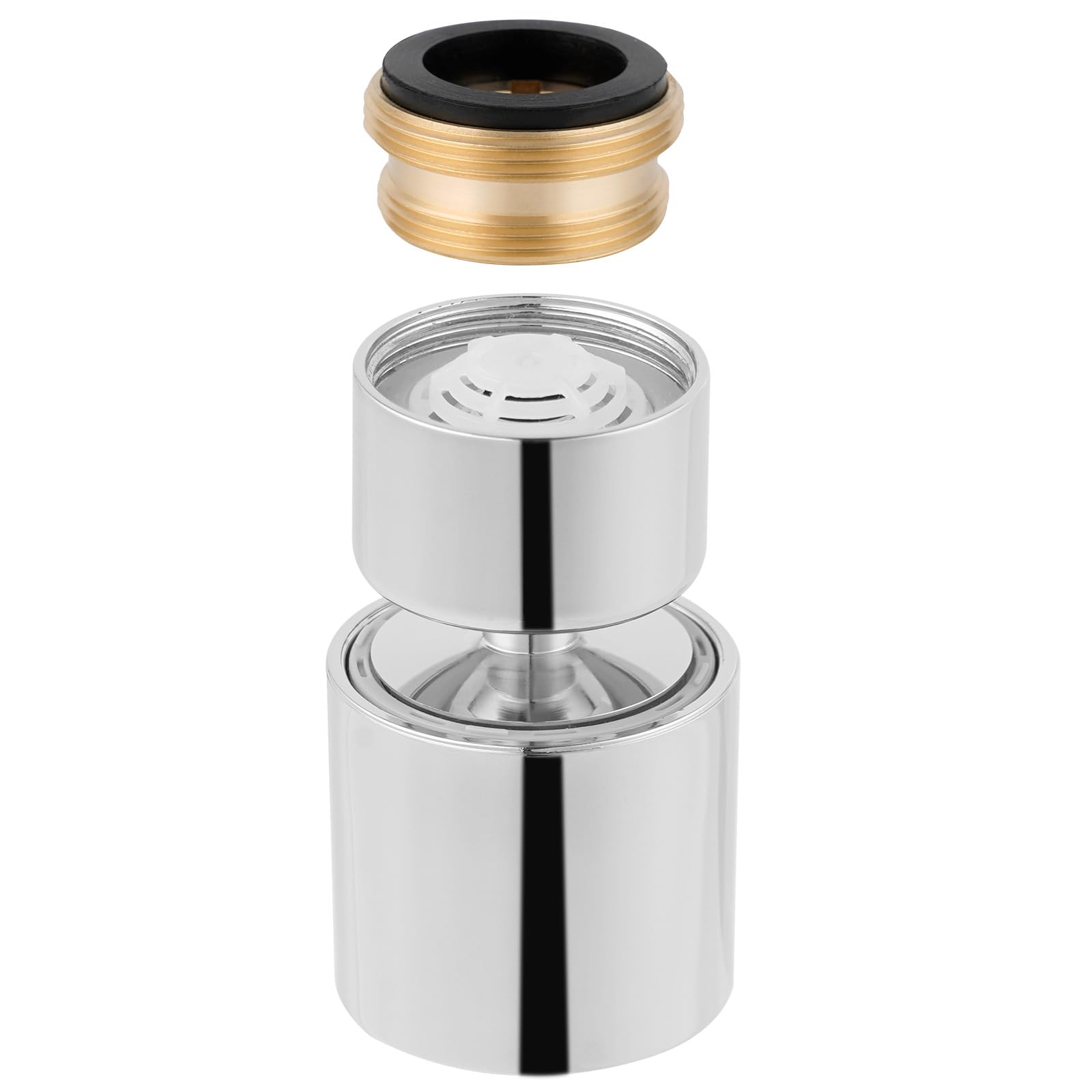 Hibbent NSF/ANSI/CAN 61 Certified Faucet Aerator, CUPC Certification 360° Swivel Kitchen Faucet Aerator, 2 Flow Sprayer Modes Water Saving Faucet Extender-55/64"-27UNS Female Thread/Polished Chrome