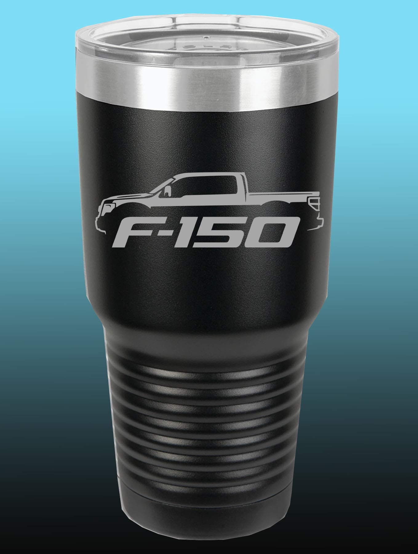 2009-14 Ford F150 Pickup Truck 30oz Stainless Steel Tumbler w/Clear Lid black
