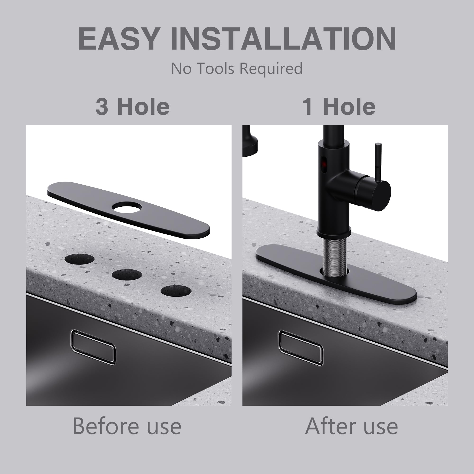 GIMILI 10 Inch Hole Cover Deck Plate Escutcheon for Kitchen Sink Faucet Single Hole Matte Black