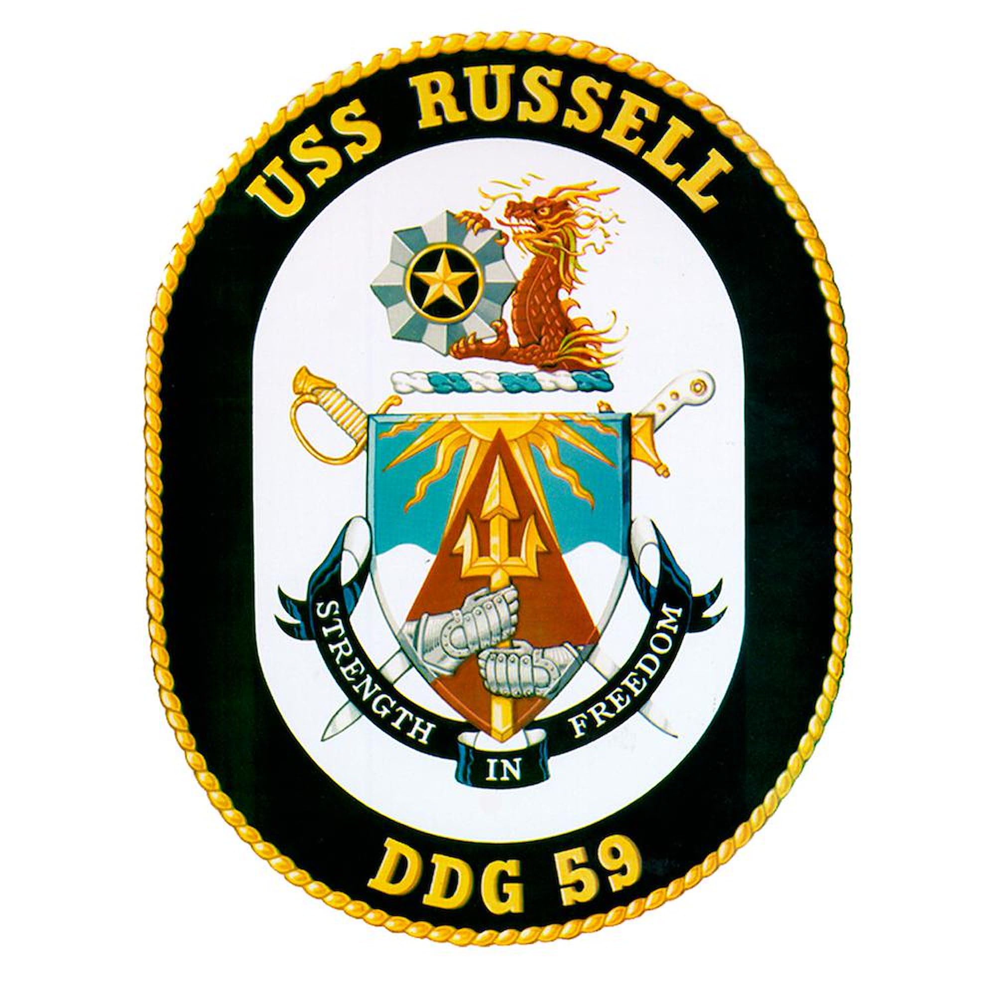 CafePress USS Russell DDG 59 Navy Ship Stainless Steel Trave 20 oz. Insulated Stainless Steel Coffee Tumbler