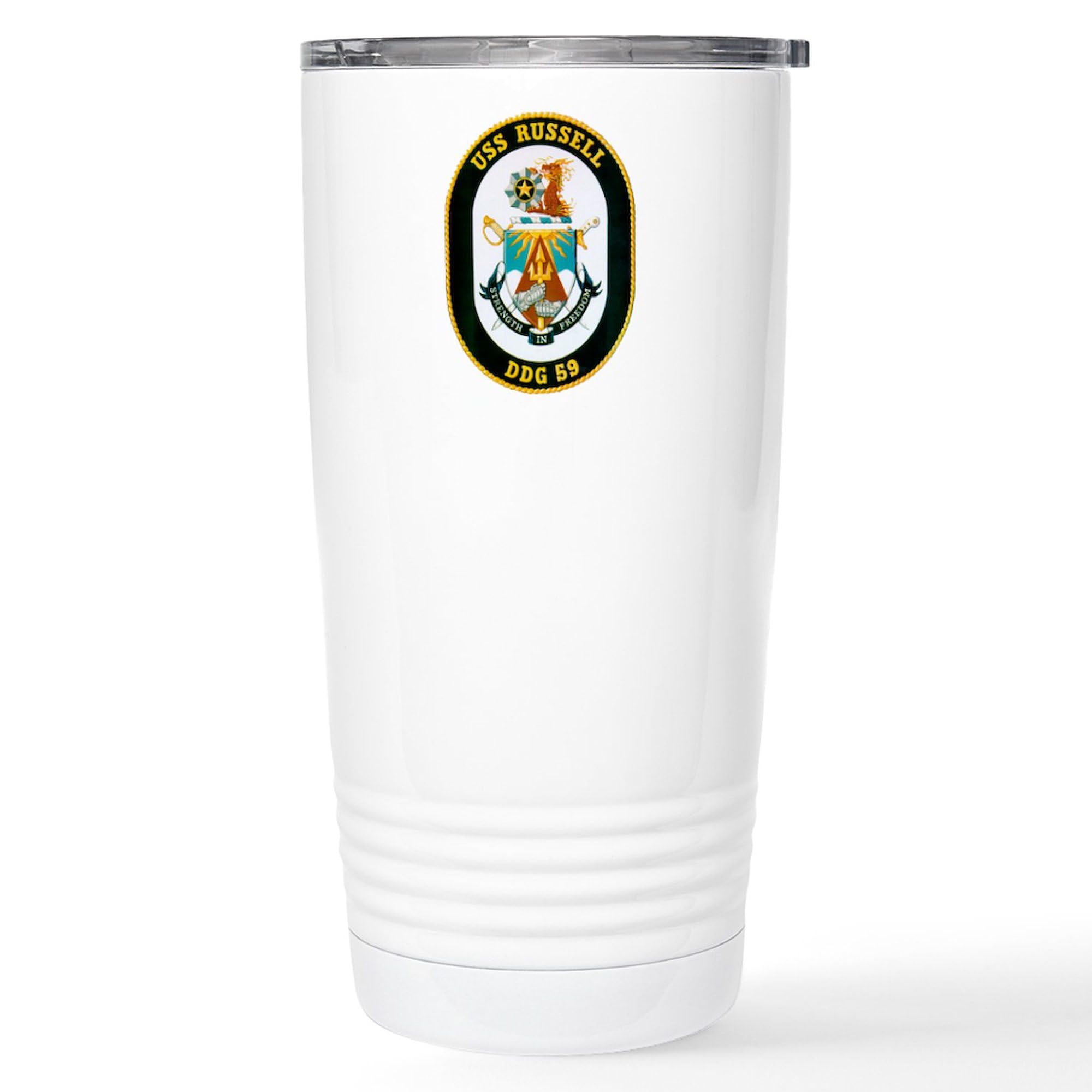 CafePress USS Russell DDG 59 Navy Ship Stainless Steel Trave 20 oz. Insulated Stainless Steel Coffee Tumbler