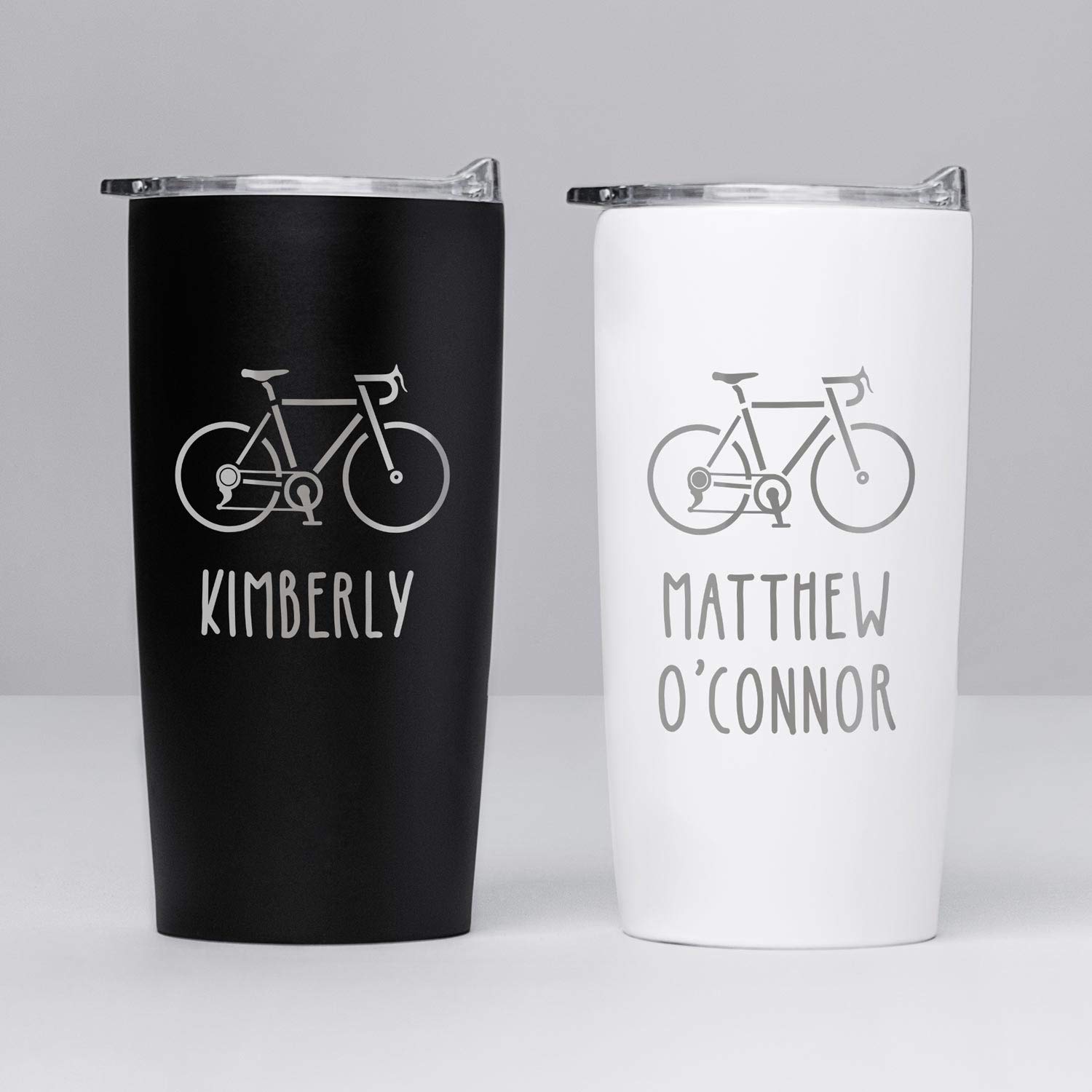 Lifetime Creations Engraved Personalized Bicycle Tumbler with Lid 20 oz (White) - Cyclist Gift, Bike, Biking Stainless Steel Coffee Travel Mug