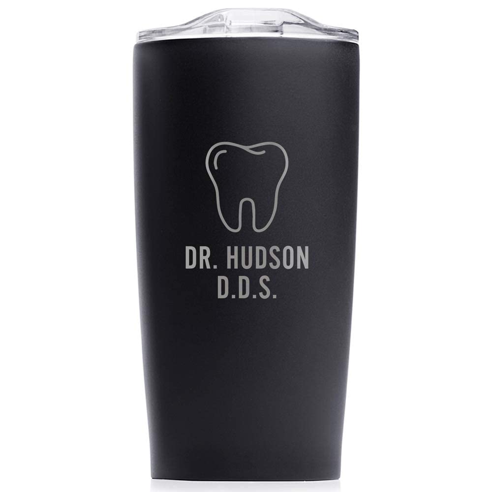 Lifetime Creations Engraved Personalized Dentist Tumbler with Lid 20 oz (Black) - Custom Dentist Gift, Stainless Steel Coffee Travel Mug Dental Gift, Dental Hygienist Gifts, Dentist Appreciation