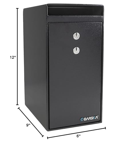 Barska AX13558 Dual Key Depository Safe 0.27 Cu Ft with Drop Slot and Quick Release Bolt, Black
