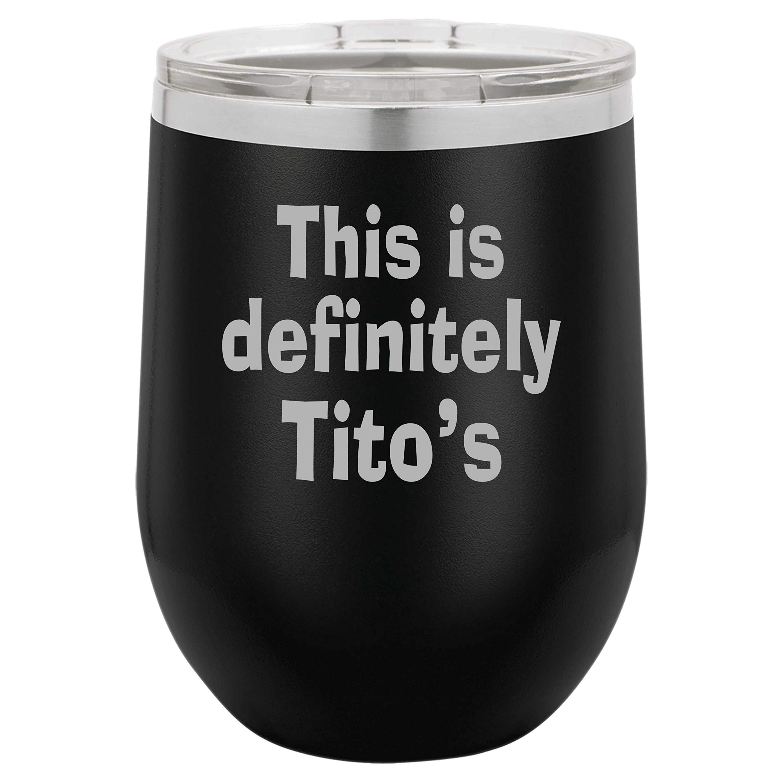 BeeGeeTees Funny Wine Tumbler This Is Definitely Vodka Laser Engraved Insulated Stainless Steel Cup With Lid (Matte Black)
